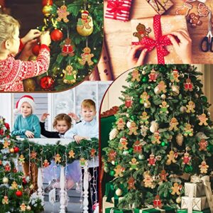 36pcs Christmas Wooden Gingerbread Man Ornaments Gingerbread Wood Ornament Ginger Man Christmas Tree Hanging Decorations Gingerbread Figurines Pendant Presents for Xmas Home Party Favor Supplies