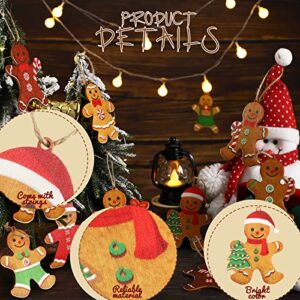 36pcs Christmas Wooden Gingerbread Man Ornaments Gingerbread Wood Ornament Ginger Man Christmas Tree Hanging Decorations Gingerbread Figurines Pendant Presents for Xmas Home Party Favor Supplies