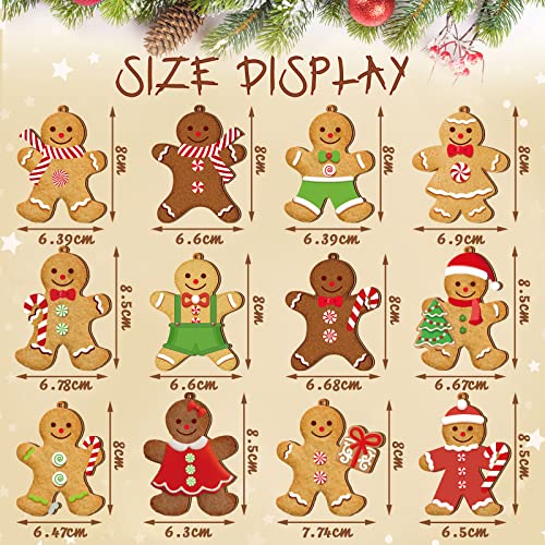 36pcs Christmas Wooden Gingerbread Man Ornaments Gingerbread Wood Ornament Ginger Man Christmas Tree Hanging Decorations Gingerbread Figurines Pendant Presents for Xmas Home Party Favor Supplies