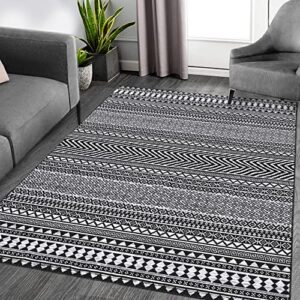 RUGSREAL Machine Washable Bohemian Area Rug Moroccan Stain Resistant Rug Geometric Non-Slip Area Rug for Living Room Bedroom Home Office, 5' x 7'