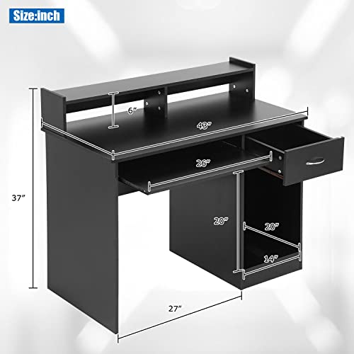 PayLessHere Office Desk, Computer Desk with Drawers Keyboard Tray 43" Study Writing Desks for Home with Storage Shelves, Desks & Workstations