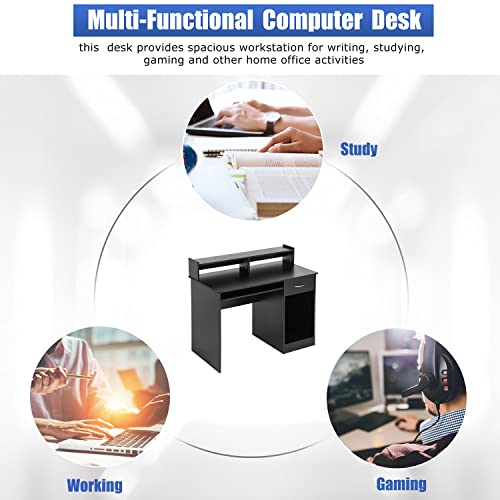 PayLessHere Office Desk, Computer Desk with Drawers Keyboard Tray 43" Study Writing Desks for Home with Storage Shelves, Desks & Workstations