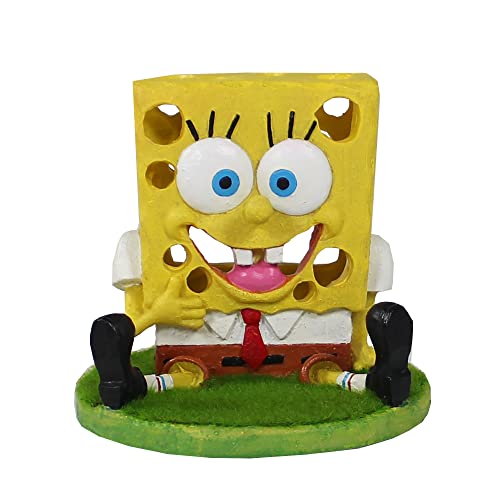 Penn-Plax Spongebob Squarepants Aqua-Flora Living Aquarium Decoration with Embedded Glosso Plant Seeds – Spongebob