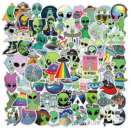 100 PCS Alien Stickers for Water Bottles,Reusable Kids Stickers, Waterproof Vinyl Stickers, Stickers for Toddlers Teen Girls Kids Woman Computer Skateboard Laptop Kids Party Favors Sticker Toddler Travel Toys (Alien)