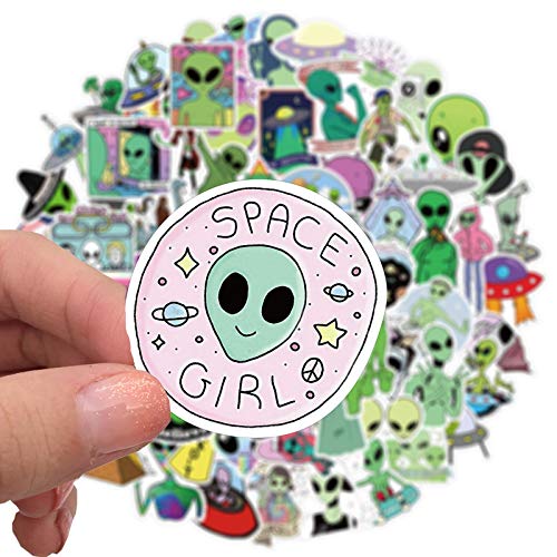 100 PCS Alien Stickers for Water Bottles,Reusable Kids Stickers, Waterproof Vinyl Stickers, Stickers for Toddlers Teen Girls Kids Woman Computer Skateboard Laptop Kids Party Favors Sticker Toddler Travel Toys (Alien)