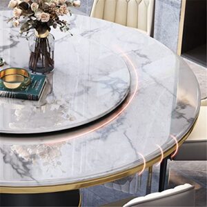 NIUYAO Round Marble Dining Table with Lazy Susan, Luxury Style 59" W Circular Tabletop Kitchen Table for Dining Room Kitchen Leisure Coffee Table -White Base