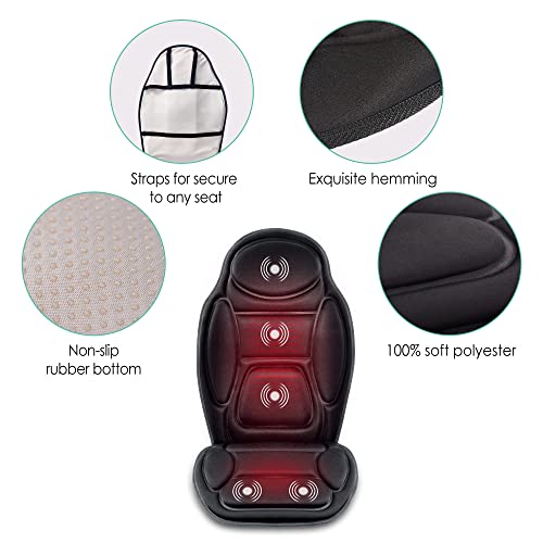 Snailax Chair Massager, Back Massager with Heat, 5 Vibration Massage Nodes, Massage Chair Pad, Seat Chusion, Gifts for Men