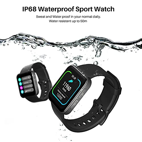 TOZO S1 Smart Watch Bluetooth 5.0 Activity Tracker with Heart Rate Monitor Sleep Monitor Pedometer and Calorie Counter IPX8 Waterproof 1.54-inch Touchscreen Compatible with iPhone & Android Phones