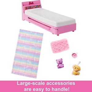 Barbie My First Barbie Doll House Furniture, Bedtime Playset with Trundle Bed, Plush Puppy & Accessories, Toys for Little Kids, 13.5-inch Scale