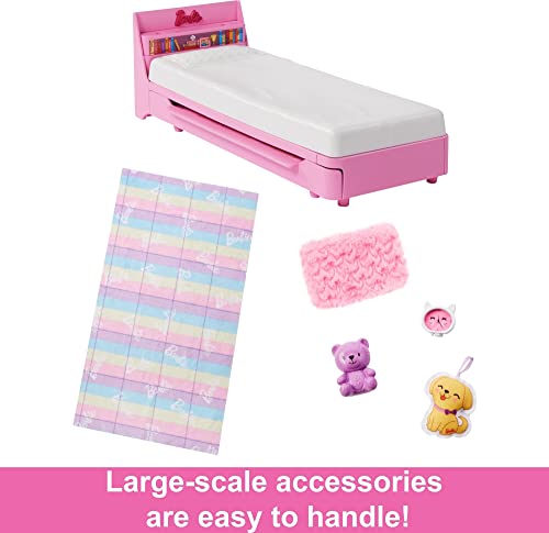 Barbie My First Barbie Doll House Furniture, Bedtime Playset with Trundle Bed, Plush Puppy & Accessories, Toys for Little Kids, 13.5-inch Scale