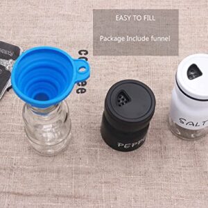 Wartter Farmhouse Salt and Pepper Shakers Set with Adjustable Lids, Cute Shaker Set with White Black Stainless Steel Lids