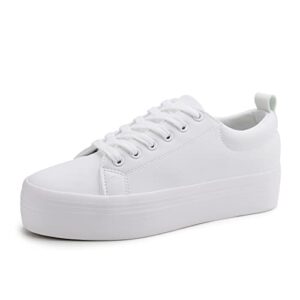 jabasic women lace up platform sneakers comfortable casual fashion sneaker walking shoes (11,white)