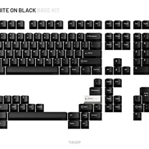 DROP DCX White-on-Black Keycap Set, Doubleshot ABS, Cherry MX Style Keyboard Compatible with 60%, 65%, 75%, TKL, WKL, Full-Size, 1800 layouts and More (White-on-Black)