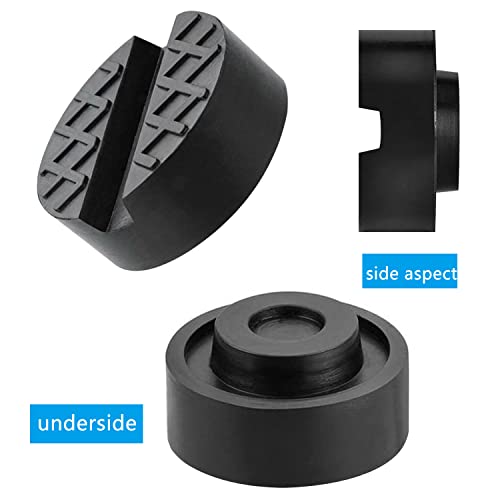 Dianrui 4PCS(2 Pairs) V-Groove and Round Shape Heavy Duty Jack Rubber Pad Adapter Fit for Jack Stand,Black Universal Rubber Slotted Frame Rail Pinch welds Protector K1-O-029-4