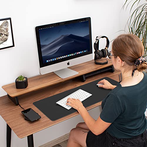 Desk Mat Large Protector Pad - Multifunctional Dual-Sided Office Desk Pad,Smooth Surface Soft Mouse Pad, Waterproof Desk Mat for Desktop, Pu Leather Desk Cover for Office/Home(Black, 31.5" x 15.7")