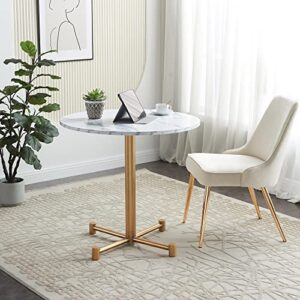 kithkasa 31.5" round dining table with white faux marble wood top and golden metal legs, mid century modern kitchen table for small space dining room, seat for 2-4