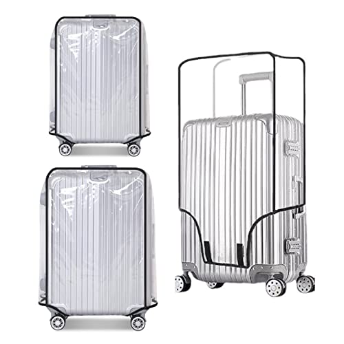 FABULWAY 2PCS Clear PVC Suitcase Cover Protectors Transparent Luggage Cover Waterproof Wheeled Suitcase Dust Cover Dustproof Travel Luggage Sleeve Protector (20"+28")