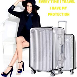 FABULWAY 2PCS Clear PVC Suitcase Cover Protectors Transparent Luggage Cover Waterproof Wheeled Suitcase Dust Cover Dustproof Travel Luggage Sleeve Protector (20"+28")