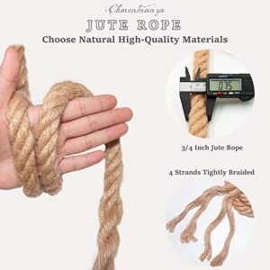 Natural Hemp Rope Jute Rope (3/4 in * 100 ft) Twisted Manila Rope for Hammocks, Swings, Boat Railings.