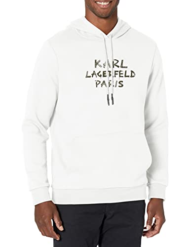 Karl Lagerfeld Paris Men's Color Block Solid Pullover, White, X-Large