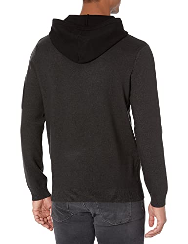 Karl Lagerfeld Paris Men's Soft Color Block Sweater Hoodie, Black/Charcoal, Large