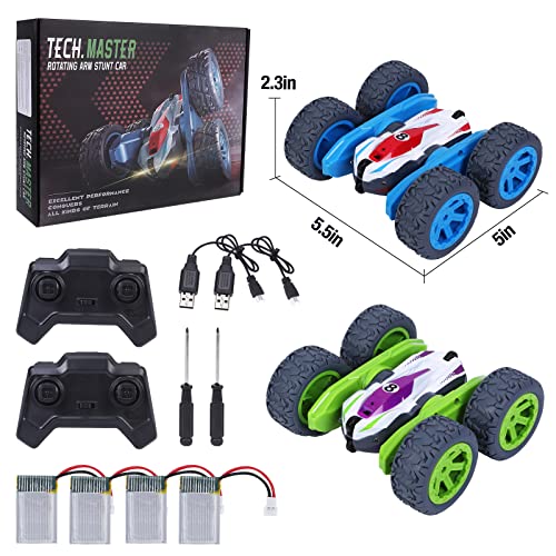 Twister.CK Remote Control Car, 2Pack Double Side RC Stunt Car, 360 Filps Rotating RC Cars, LED Headlights RC 4WD High Speed Off Road for Kids Girls Boys Age 6+