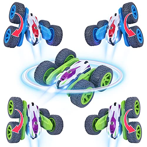 Twister.CK Remote Control Car, 2Pack Double Side RC Stunt Car, 360 Filps Rotating RC Cars, LED Headlights RC 4WD High Speed Off Road for Kids Girls Boys Age 6+