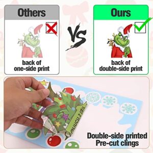 9 Sheets Christmas Decorations Window Clings - 102pcs Christmas Window Stickers Double-Sided with Christmas Tree Reindeer Snowflakes Decals for Christmas Holiday New Year Home School Party Supplies