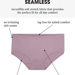 Fruit of the Loom Women's No Show Seamless Underwear, Amazing Stretch & No Panty Lines, Available in Plus Size, Nylon-Bikini-8 Pack-Assorted Neutrals, 7