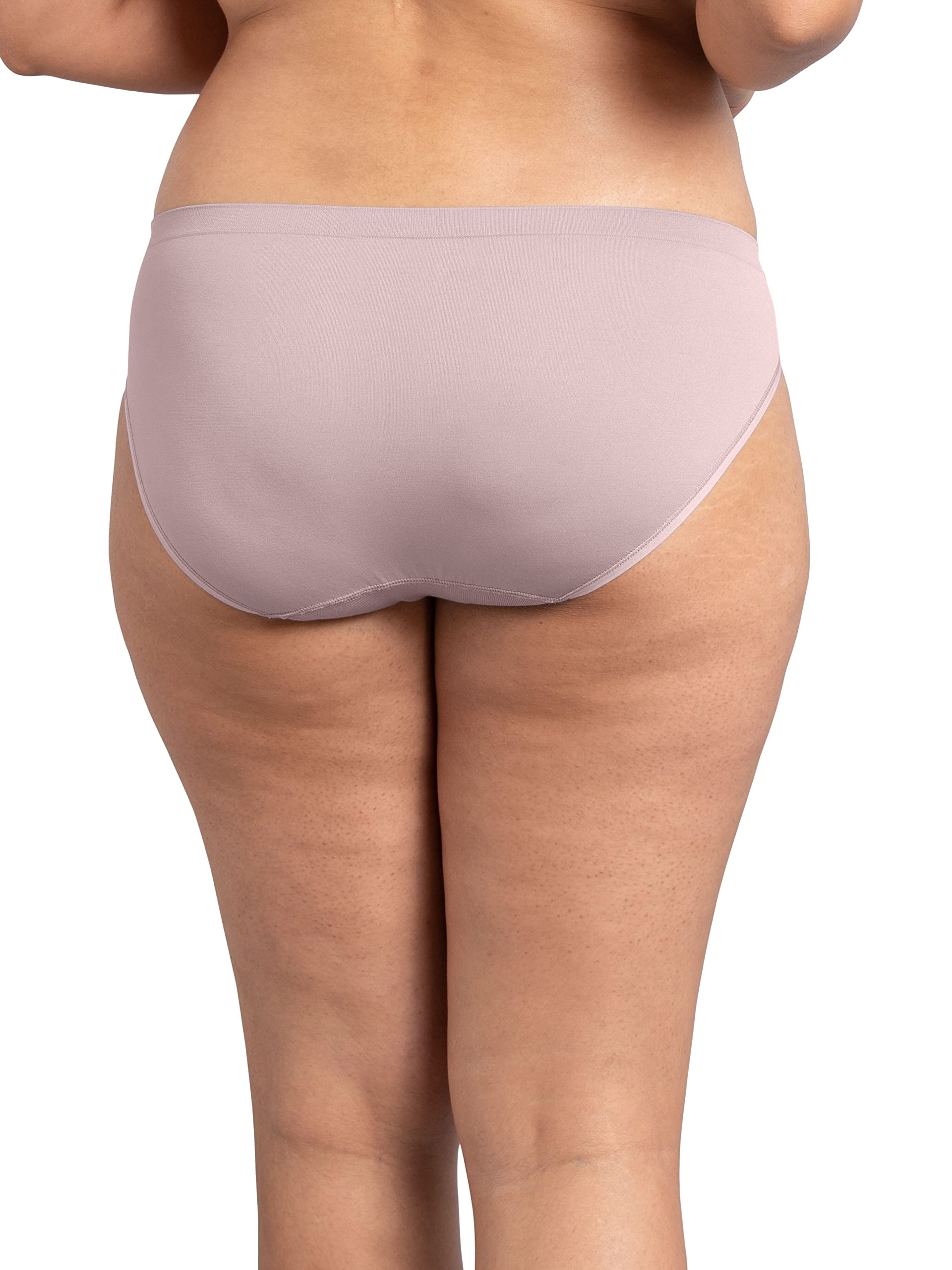 Fruit of the Loom Women's No Show Seamless Underwear, Amazing Stretch & No Panty Lines, Available in Plus Size, Nylon-Bikini-8 Pack-Assorted Neutrals, 7