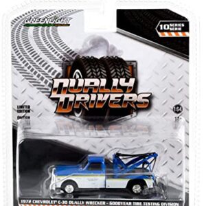 Greenlight 46100-B Dually Drivers Series 10 - 1972 Chevy C-30 Dually Wrecker - Tire Testing Division 1:64 Scale Diecast