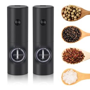 2 pack-electric salt and pepper grinder set, coldairsoap automatic salt pepper mill grinder with led light, adjustable coarseness, one-hand operation for kitchen bbq, battery operated salt grinder