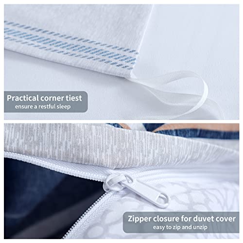 Aisbo Patterned Duvet Cover Twin Soft - Striped Brushed Microfiber Twin Duvet Cover with Zipper Closure, 2-Pieces Bedding Duvet Cover Sets 68x90 Inches with Pillow Sham for Twin Size Bed