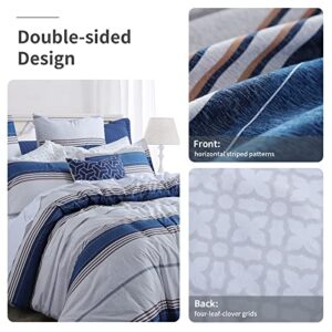 Aisbo Patterned Duvet Cover Twin Soft - Striped Brushed Microfiber Twin Duvet Cover with Zipper Closure, 2-Pieces Bedding Duvet Cover Sets 68x90 Inches with Pillow Sham for Twin Size Bed