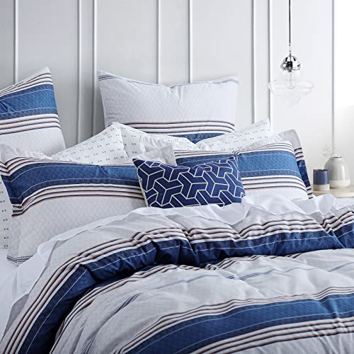 Aisbo Patterned Duvet Cover Twin Soft - Striped Brushed Microfiber Twin Duvet Cover with Zipper Closure, 2-Pieces Bedding Duvet Cover Sets 68x90 Inches with Pillow Sham for Twin Size Bed