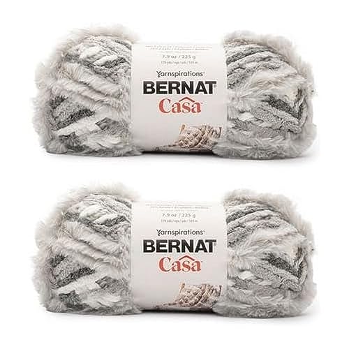 Bernat Casa Gray Cloud Yarn - 2 Pack of 226g/8oz - Polyester - 6 Super Bulky - Knitting, Crocheting & Crafts