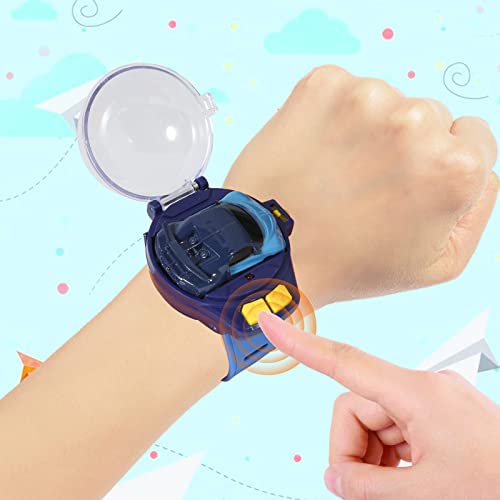 30M Remote Control Distance LED Mini Remote Control Car Watch Toys, Tiktok Watch Car Toys, 2.4 GHz Racing USB Charging RC Small Car, Toys Gifts for 3-8 Year Old Boys Girls Kids (Blue Sports car)