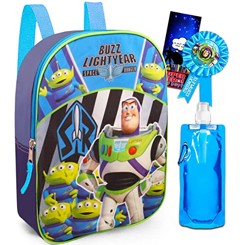 Lightyear Preschool Backpack - Bundle with 11 Inch Lightyear Mini Backpack, Water Bottle, More - Toy Story Mini Backpack Boys Girls Toddler