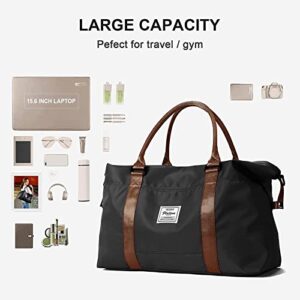 Sport Travel Duffle Bag Large Gym Tote Bag for Women, Weekender Bag Carry on Bag for Airplane, Ladies Beach Bag Overnight Bag Luggage Bag with Wet Bag Black Large Hospital Bag for Labor and Delivery