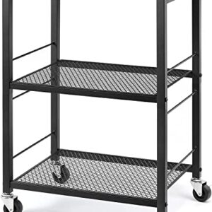 LIANTRAL 3 Tier Rolling Cart, Kitchen Carts on Wheels with Storage and Steel Frame, Multifunctional Utility Cart for Kitchen, Bathroom, Living Room, Bar, Office (16.5'' * 12.6'')