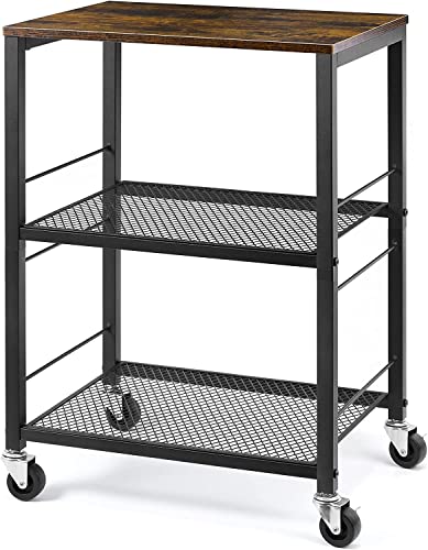 LIANTRAL 3 Tier Rolling Cart, Kitchen Carts on Wheels with Storage and Steel Frame, Multifunctional Utility Cart for Kitchen, Bathroom, Living Room, Bar, Office (16.5'' * 12.6'')