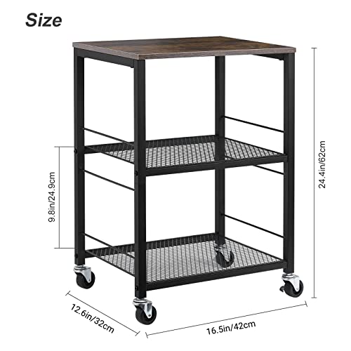 LIANTRAL 3 Tier Rolling Cart, Kitchen Carts on Wheels with Storage and Steel Frame, Multifunctional Utility Cart for Kitchen, Bathroom, Living Room, Bar, Office (16.5'' * 12.6'')