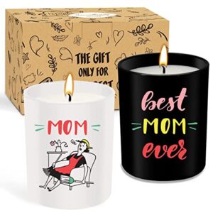 Calm Life Best Mom Ever Candles in Glass, 8.0oz Soy Wax Lavender Vanilla Scented Candles Christmas Mother's Day Gifts for Mom Mother from Daughter Son, 2 Packs