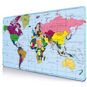 World Map Large Mouse Pad, Modern Map Big Mousepad, Giant Long Non-Slip Rubber Base Gaming Mouse Pads for Full Desk