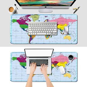 World Map Large Mouse Pad, Modern Map Big Mousepad, Giant Long Non-Slip Rubber Base Gaming Mouse Pads for Full Desk