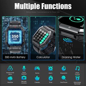 Military Smart Watch for Men with Call (Answer/Make) Outdoor Tactical Sports Watch Rugged 1.85" HD Big Screen Fitness Tracker Heart Rate Sleep Monitor Smartwatch Compatible with Android iPhone Samsung