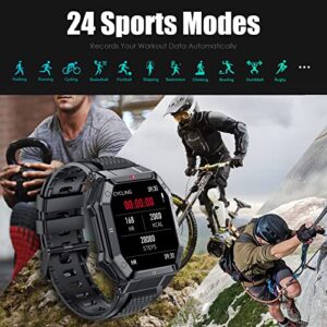 Military Smart Watch for Men with Call (Answer/Make) Outdoor Tactical Sports Watch Rugged 1.85" HD Big Screen Fitness Tracker Heart Rate Sleep Monitor Smartwatch Compatible with Android iPhone Samsung