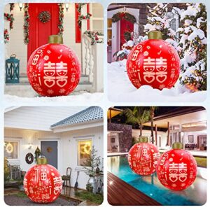 2PCS PVC Inflatable Christmas Ball, HRDJ 24 Inch Large Outdoor Christmas Inflatables Decorations Ball with Double Air Leak-Proof Design for Christmas Yard Home Patio & Pool Decor