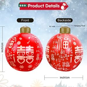 2PCS PVC Inflatable Christmas Ball, HRDJ 24 Inch Large Outdoor Christmas Inflatables Decorations Ball with Double Air Leak-Proof Design for Christmas Yard Home Patio & Pool Decor