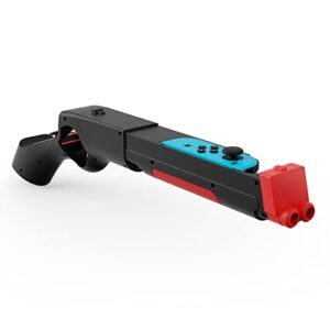 codogoy shooting game gun controller compatible with switch/switch oled joy-con, hand grip motion controller for nintendo switch shooter hunting games (black+red)